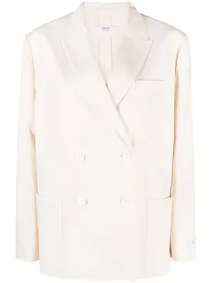 Prada Double-breasted Cotton Blazer - Neutrals