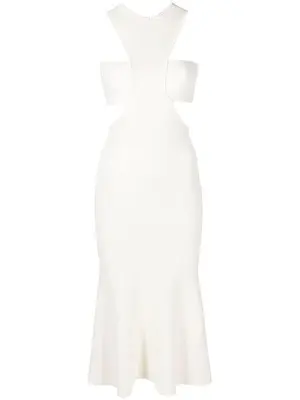Alexander McQueen Slashed Harness Rib-knit Dress - Neutrals