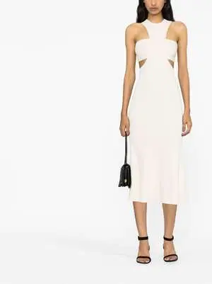 Alexander McQueen Slashed Harness Rib-knit Dress - Neutrals