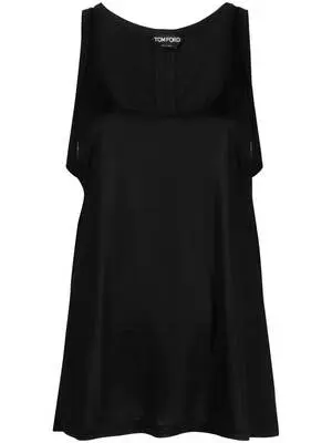 TOM FORD Logo-patch Silk Tank Top - Black
