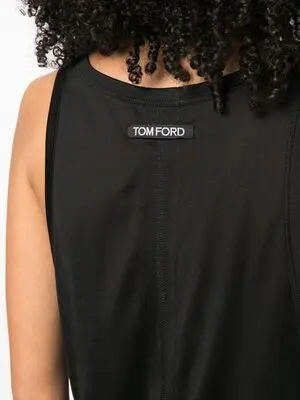 TOM FORD Logo-patch Silk Tank Top - Black