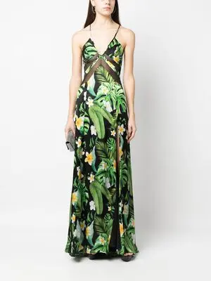 Philipp Plein Hawaii Printed Silk Maxi Dress