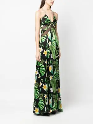 Philipp Plein Hawaii Printed Silk Maxi Dress