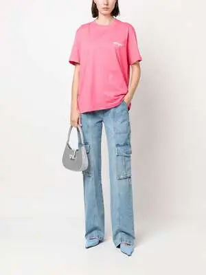 MSGM Logo-embroidered Short-sleeve T-shirt - Pink