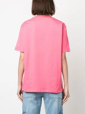 MSGM Logo-embroidered Short-sleeve T-shirt - Pink