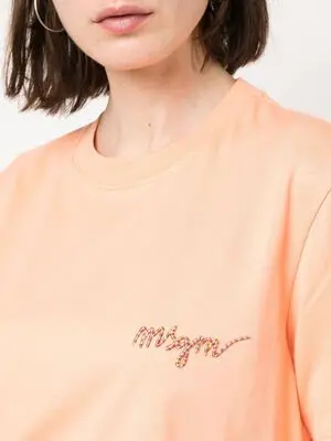 MSGM Logo-embroidered Cotton T-shirt