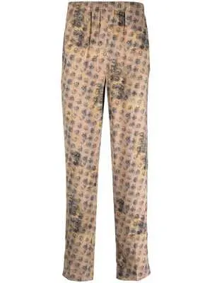 Acne Studios Floral-print Straight-leg Trousers - Neutrals