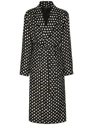 Dolce & Gabbana Heart-print Belted Coat