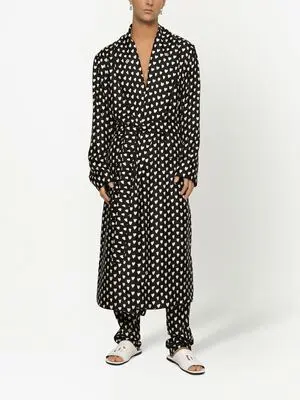 Dolce & Gabbana Heart-print Belted Coat