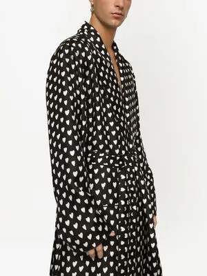 Dolce & Gabbana Heart-print Belted Coat