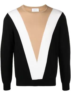 PORTS V Intarsia-knit Crew-neck Jumper - Black