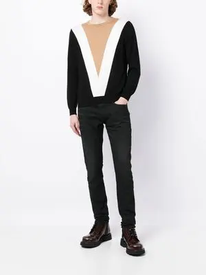 PORTS V Intarsia-knit Crew-neck Jumper