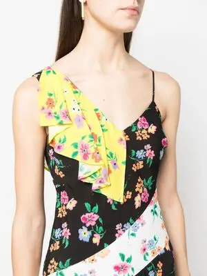 MSGM Floral-print Asymmetric Dress - Black
