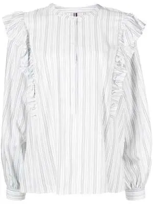 Tommy Hilfiger Striped Ruffle-trim Blouse