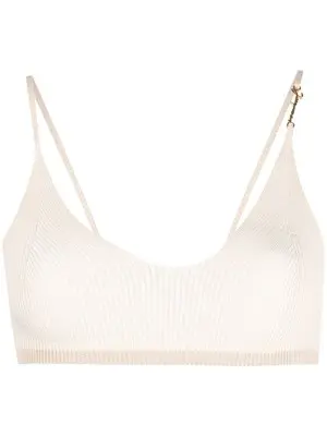Jacquemus Logo-plaque Cropped Top - Neutrals