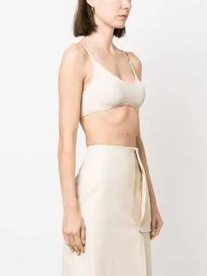 Jacquemus Logo-plaque Cropped Top - Neutrals