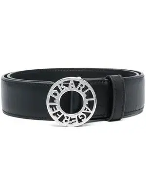 Karl Lagerfeld Leather Belt With Logo Buckle