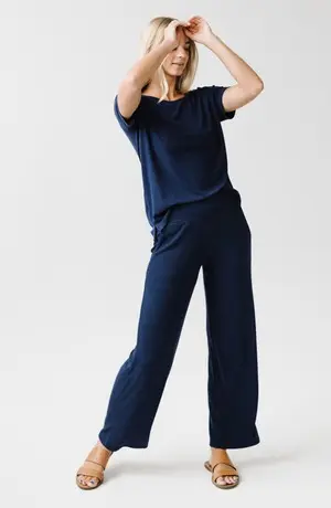 Cozy Earth Rib Pajama Pants - Navy