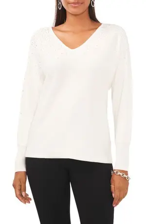 Women's White V Neck Sweaters