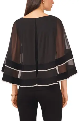 Chaus Illusion Cape Blouse - Black
