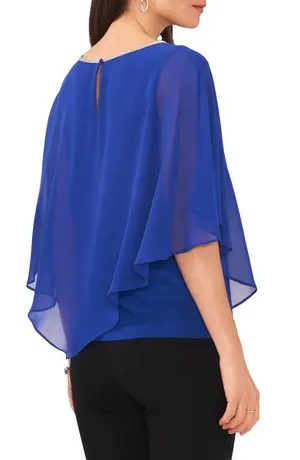 Chaus Keyhole Overlay Blouse - Goddess Blue