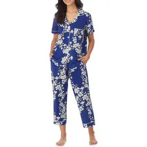 BEDHEAD PAJAMAS Organic Cotton Crop Pajamas - Navy Shadow Blossom