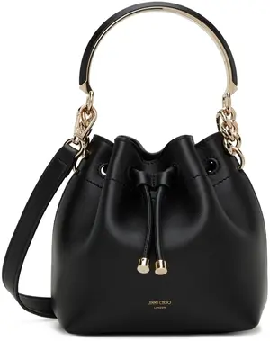 JIMMY CHOO Jimmy Choo Black Bon Bon Bucket Bag - Black/light Gold