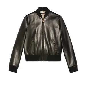Gucci Leather Bomber With Ribbed Details
