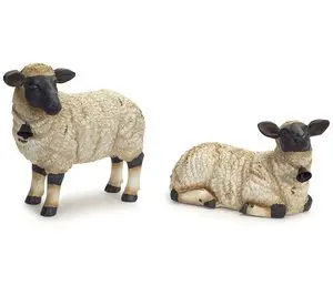 MELROSE Tabletop Sheep With Bell Accent Set O F Two - One-color