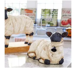 MELROSE Tabletop Sheep With Bell Accent Set O F Two