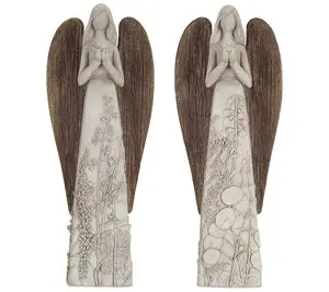 MELROSE Floral Design Angel With Bird Set Of Wo - One-color