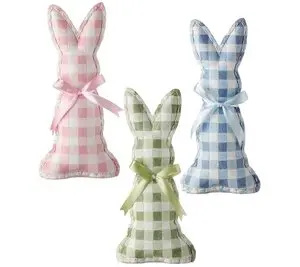 VALERIE PARR HILL Checked Easter Bunny With Bow 12' Set Of 3 V Alerie - One-color