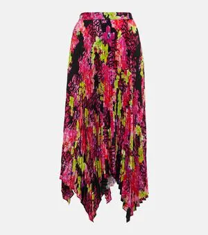 Versace Logo Orchid Pleated Midi Skirt