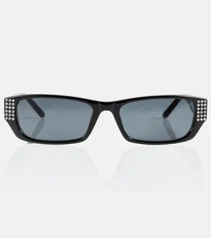 Magda Butrym X Linda Farrow Embellished Rectangular Sunglasses - Black