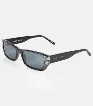Magda Butrym X Linda Farrow Embellished Rectangular Sunglasses - Black