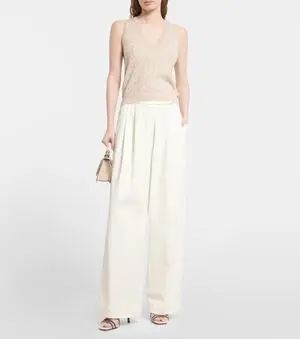 Brunello Cucinelli Embellished Leather Sandals - Beige