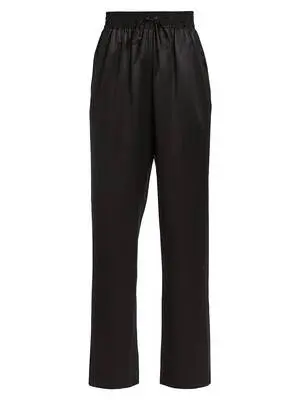 LOULOU STUDIO Women's Wide-Leg Silk Pants - Camel  Black