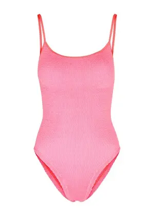 Hunza G Pamela Neon Seersucker Swimsuit, Swimsuit, Light Pink Light Pink