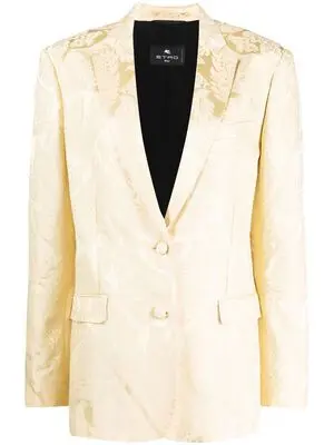 Etro Patterned Jacquard Single-breasted Blazer - Yellow