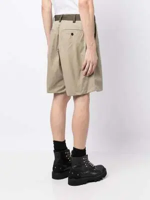 Sacai Belted-waist Bermuda Shorts - Green