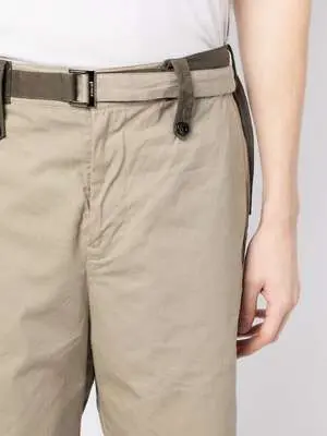 Sacai Belted-waist Bermuda Shorts - Green