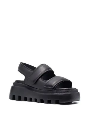VIC MATIE Touch-strap Leather Sandals - Black