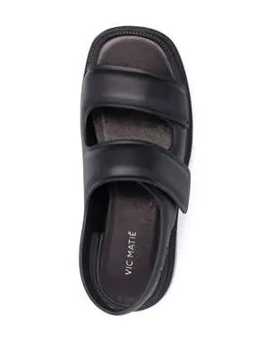 VIC MATIE Touch-strap Leather Sandals - Black