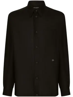Dolce & Gabbana Logo-tag Linen Shirt