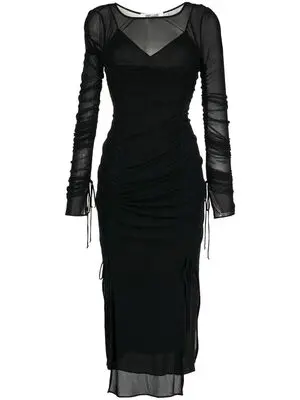 Diane Von Furstenberg Gathered-detail Midi Dress - Black