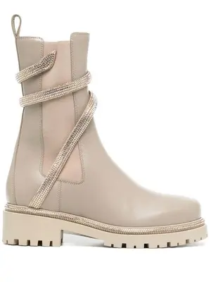 Rene Caovilla Studded-strap Leather Chelsea Boots
