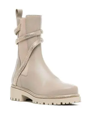 Rene Caovilla Studded-strap Leather Chelsea Boots