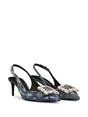 Dolce & Gabbana 60mm Patchwork-denim Slingback Pumps