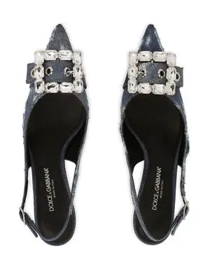 Dolce & Gabbana 60mm Patchwork-denim Slingback Pumps