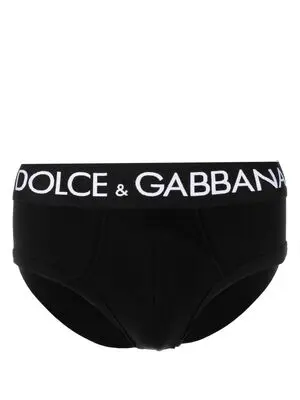 Dolce & Gabbana Logo-print Stretch-cotton Briefs - Black